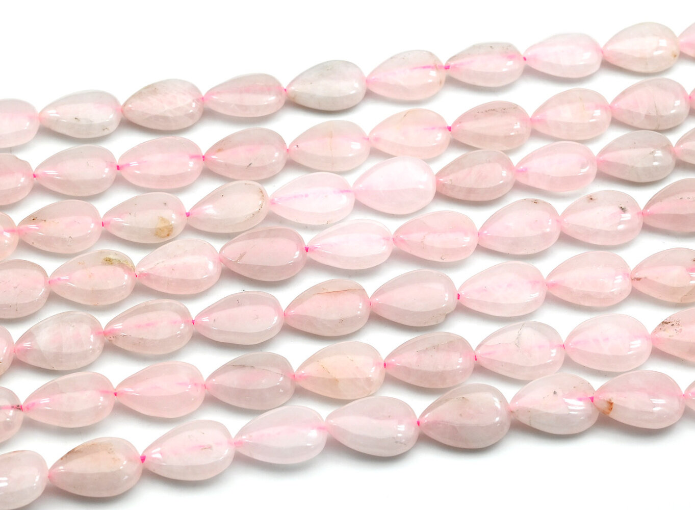 Бусины из розового кварца капля 13*18мм, 38см, 20 бусин .