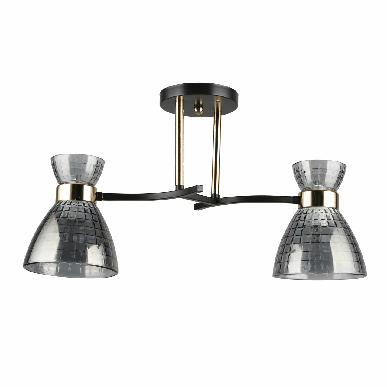 Люстра потолочная, светильник ясенсвет Дэла 635015802, 2*60W E27 2700К, цвет: коричневый, серый