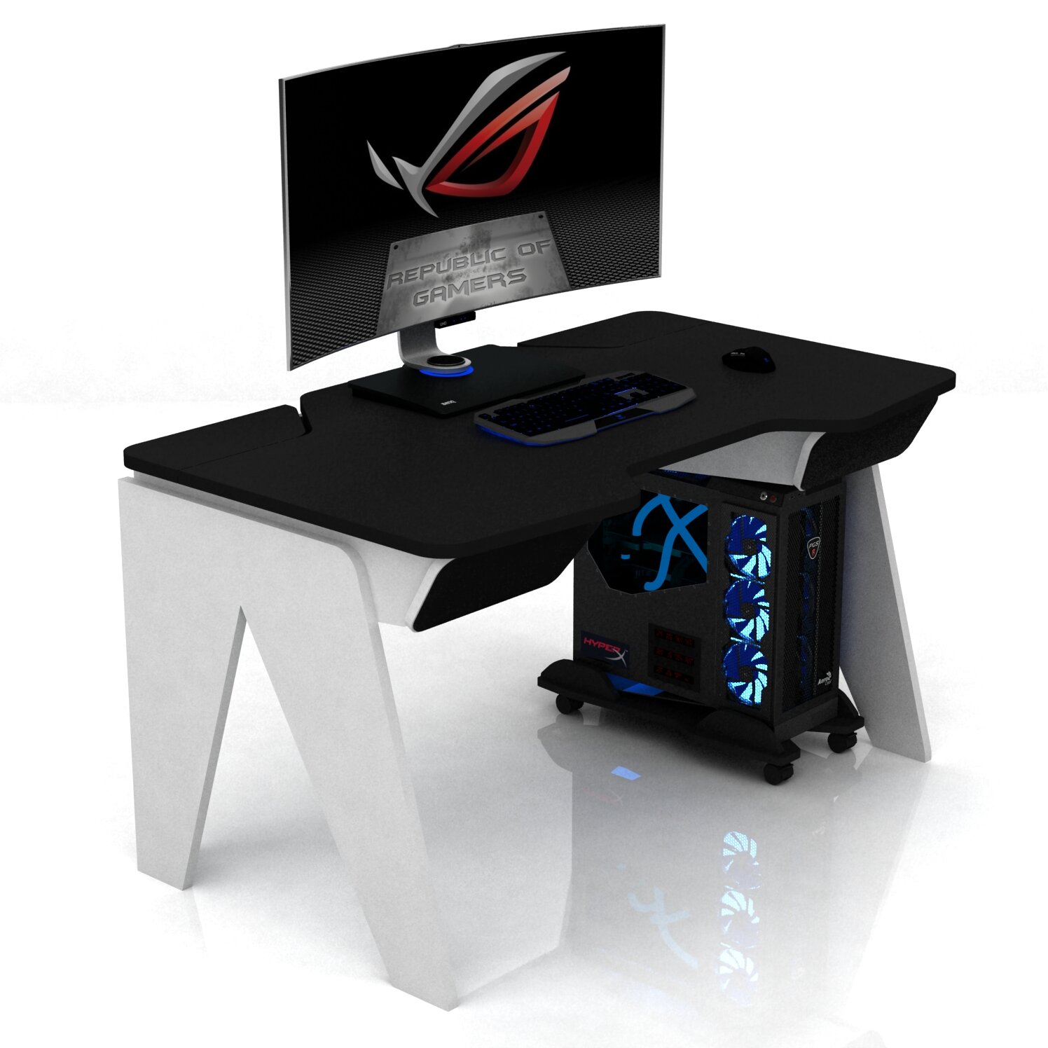 Инновационный компьютерный стол DX ENZO (white edition) чёрный