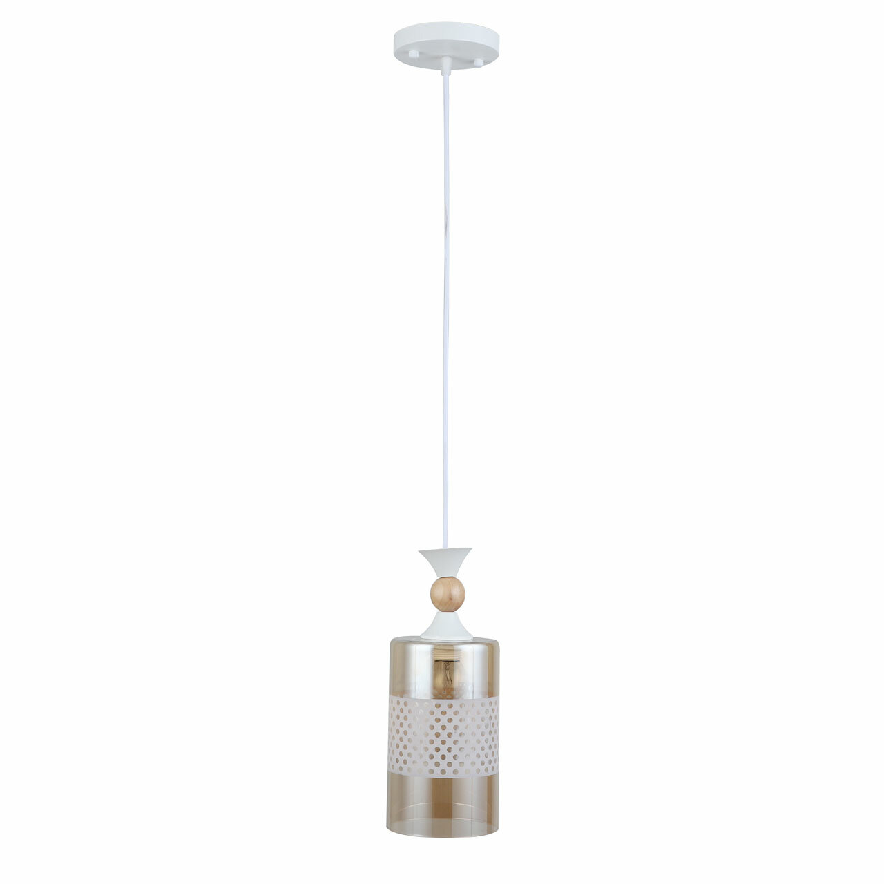 Светильник подвесной, люстра ясенсвет Соло 112012101, 1*60W E27 2700К, цвет: белый, коричневый