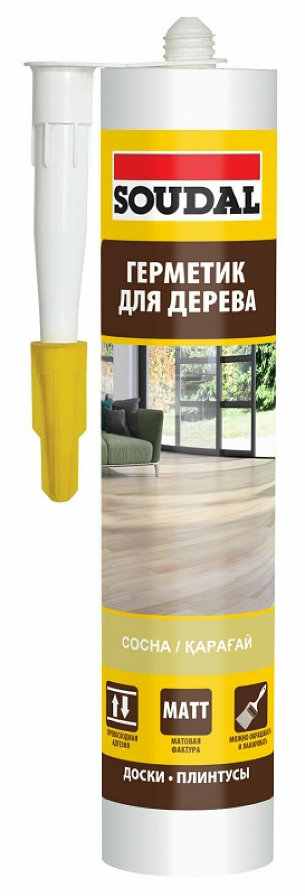 Паркетный акриловый герметик SOUDAL сосна 280мл Соудал