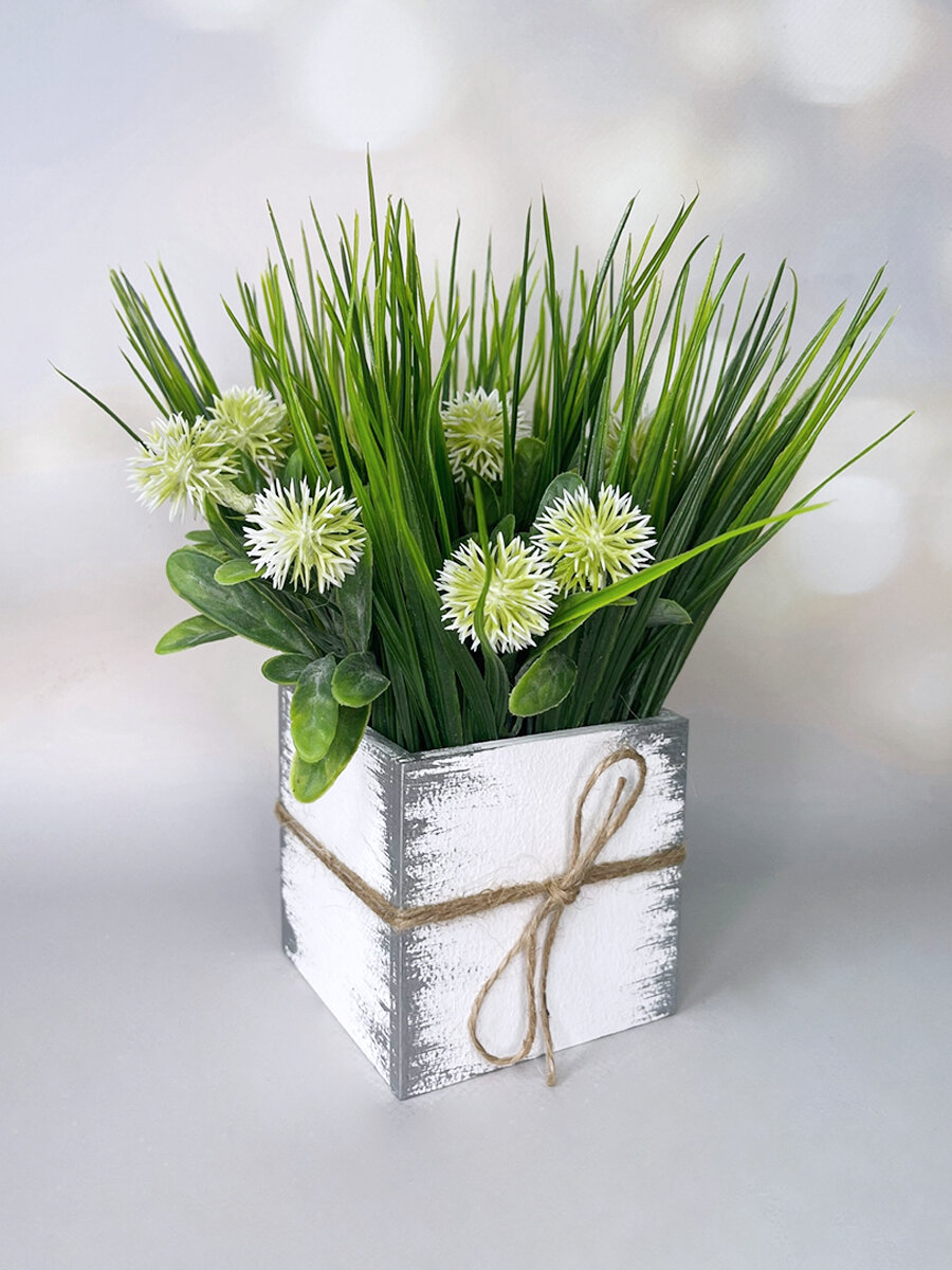 Искусственная осока в ящике для дома и офиса, ПоДар. Ок Home