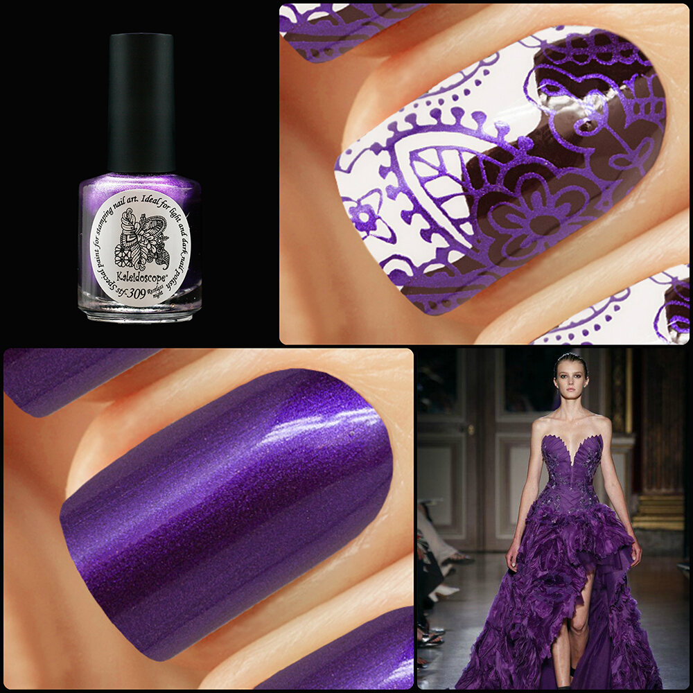 EL Corazon серия Kaleidoscope Лак-краска для стемпинга зеркальная №Stf-309 Restless night 15 мл