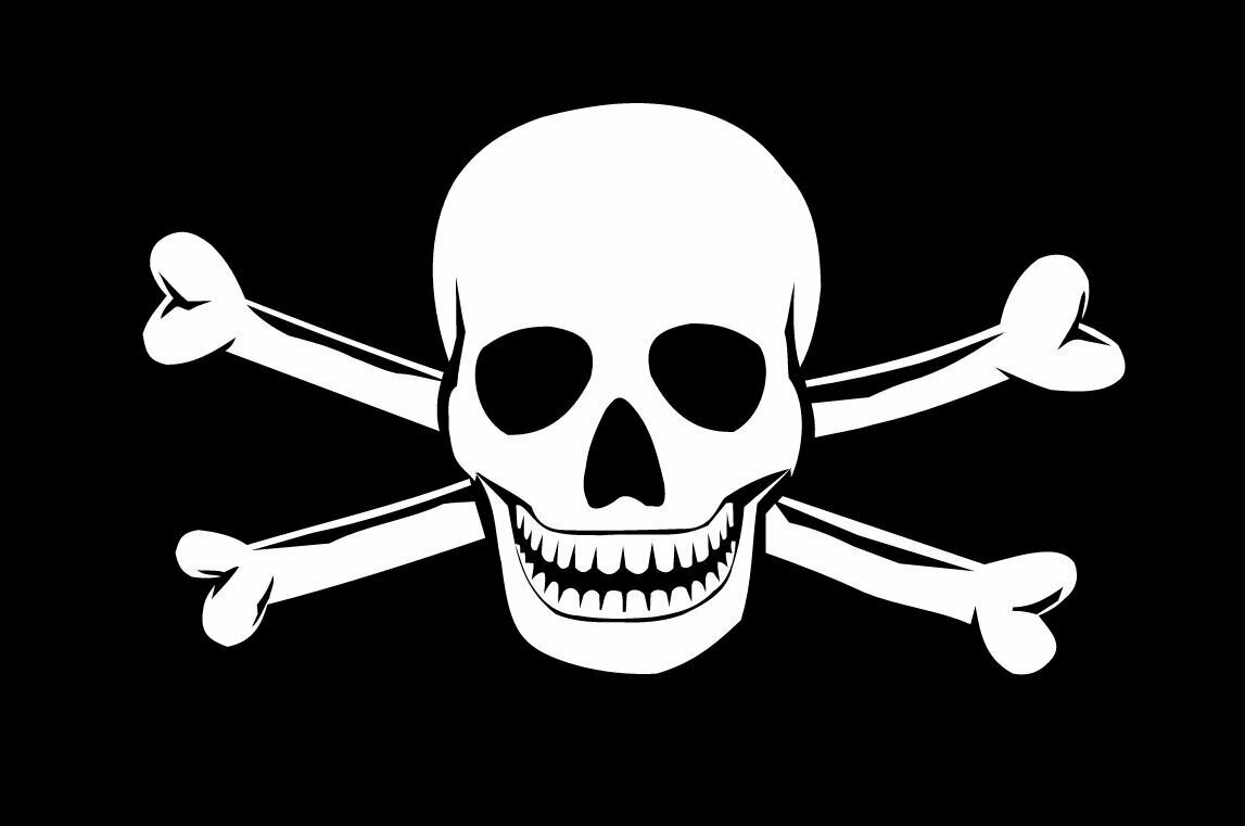 Флаг Пиратский "Череп и кости веселый" 90х135 см Большой