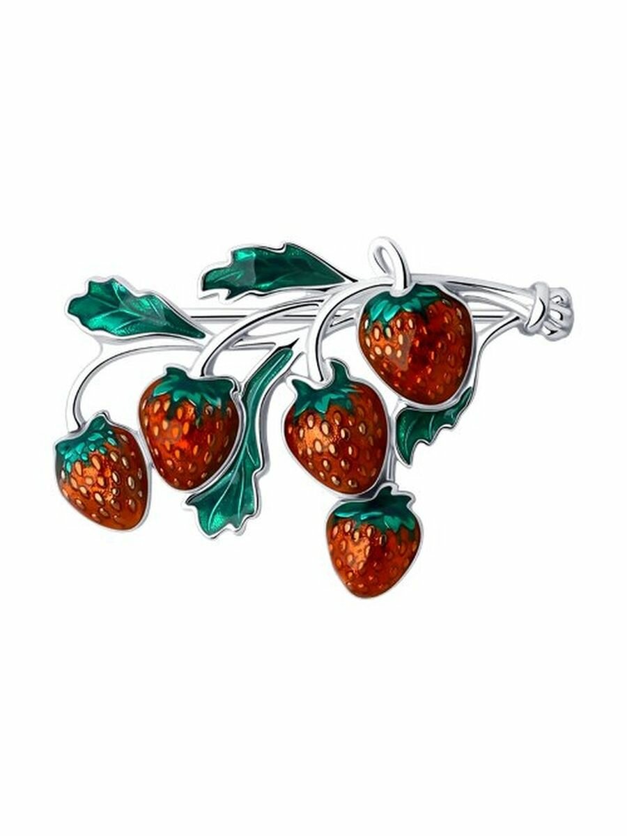 Брошь, серебро, 925 проба, родирование, эмаль