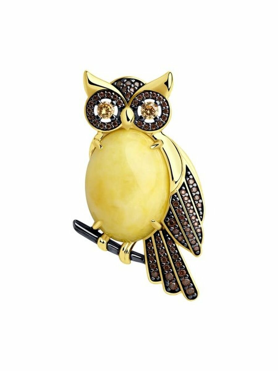 Брошь, серебро, 925 проба, родирование, фианит