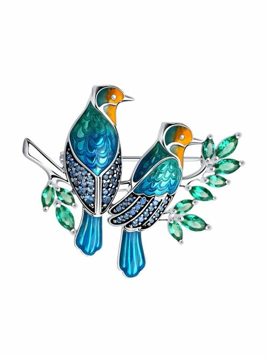 Брошь, серебро, 925 проба, родирование, эмаль