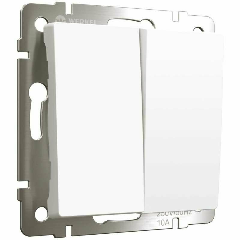 Выключатель встраиваемый двухклавишный WERKEL W1120061 белый матовый