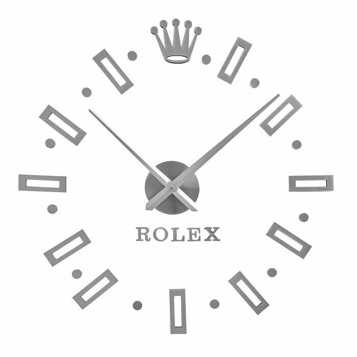 Часы-наклейка, серия: DIY, "Соломон", d-120 см, сек стрелка 39 см, цифра 13 см, АА, серебро