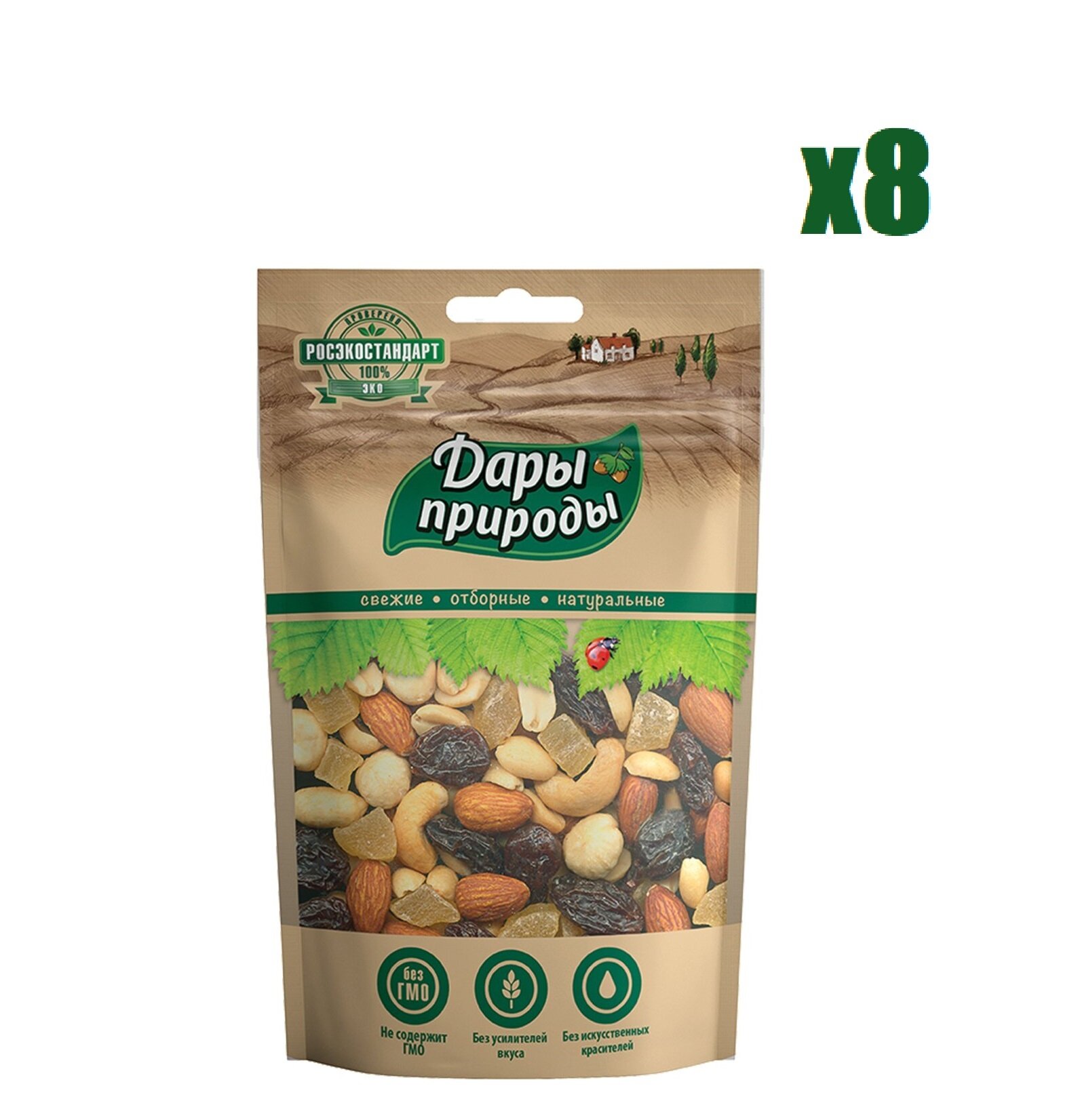 Смесь орехов Дары Природы Ореховый коктейль с цукатами 150 г, 8 шт