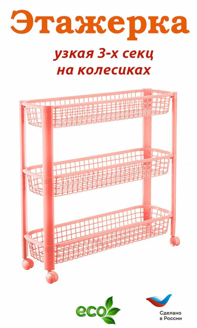 Этажерка узкая на колесах Евро