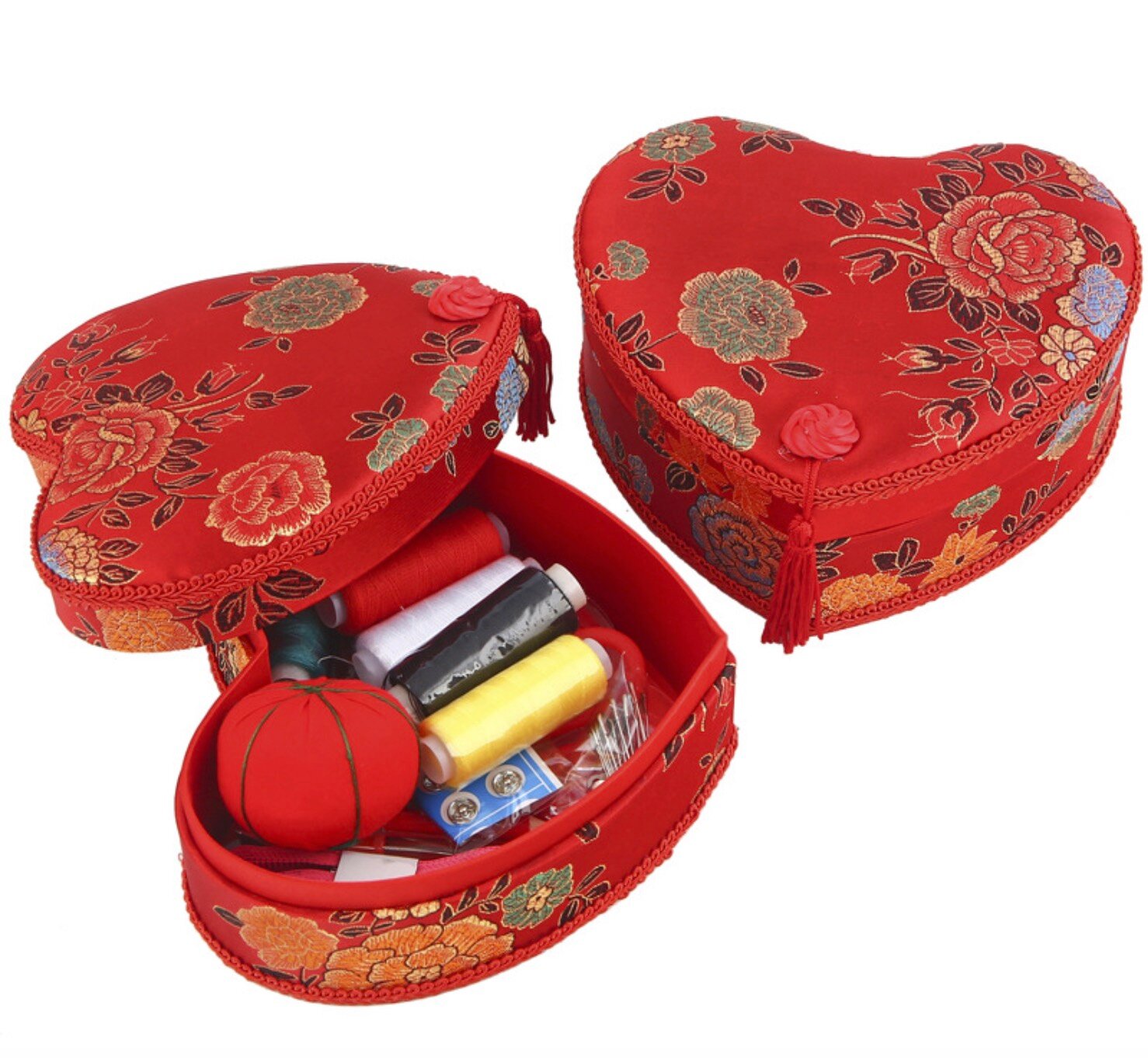 Универсальный полный набор для шитья в красивой шкатулке в форме сердца MyPads M-156 518 красивый и полезный подарок любимой маме сестре подруге .