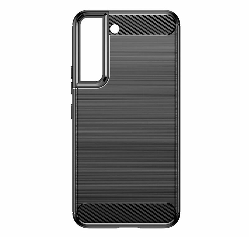 Чехол панель-бампер MyPads из силикона для Samsung Galaxy S22 с матовой отделкой под карбон черная