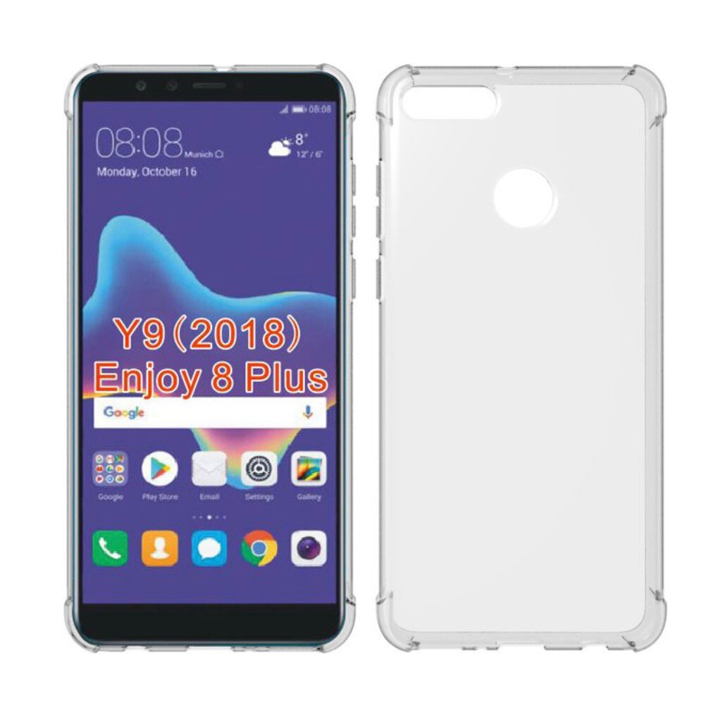 Чехол задняя-панель-накладка-бампер MyPads для Huawei Y9 (2018) / Huawei Enjoy 8 Plus с защитой углов прозрачный