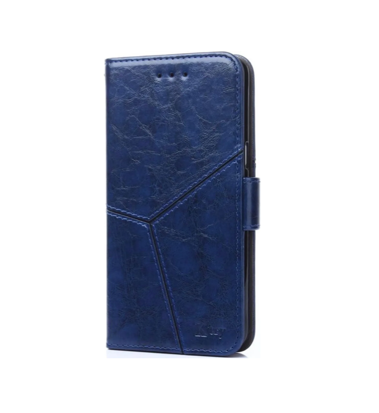 Чехол-книжка MyPads для Realme GT Master Edition из эко-кожи прошитый по контуру с геометрическим швом цвет синий