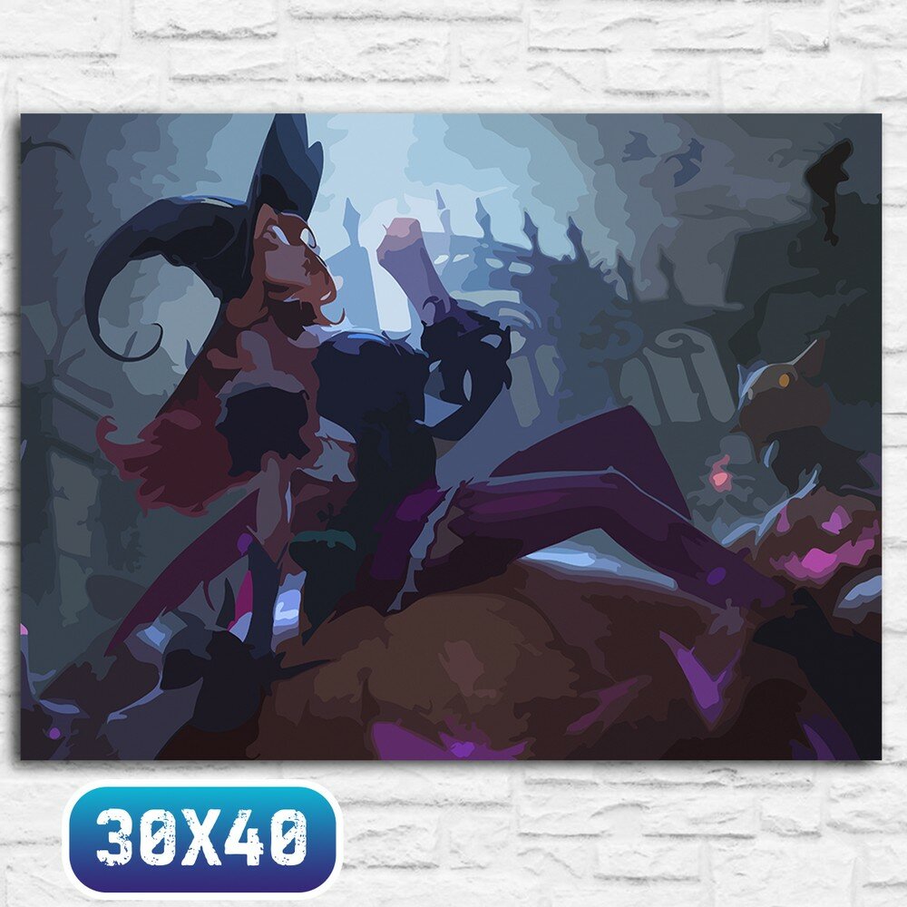 Картина по номерам на холсте осень хэллоуин (лига легенд, лол, league of legends, мисс фортуна) - 12543 40х30