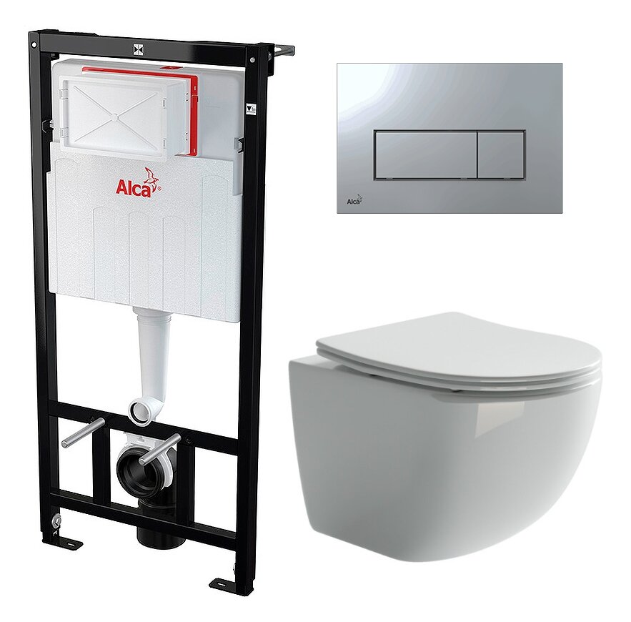 Комплект 3 в 1 инсталляция AlcaPlast + Унитаз подвесной Ceramica Nova Forma CN3009 + кнопка хром