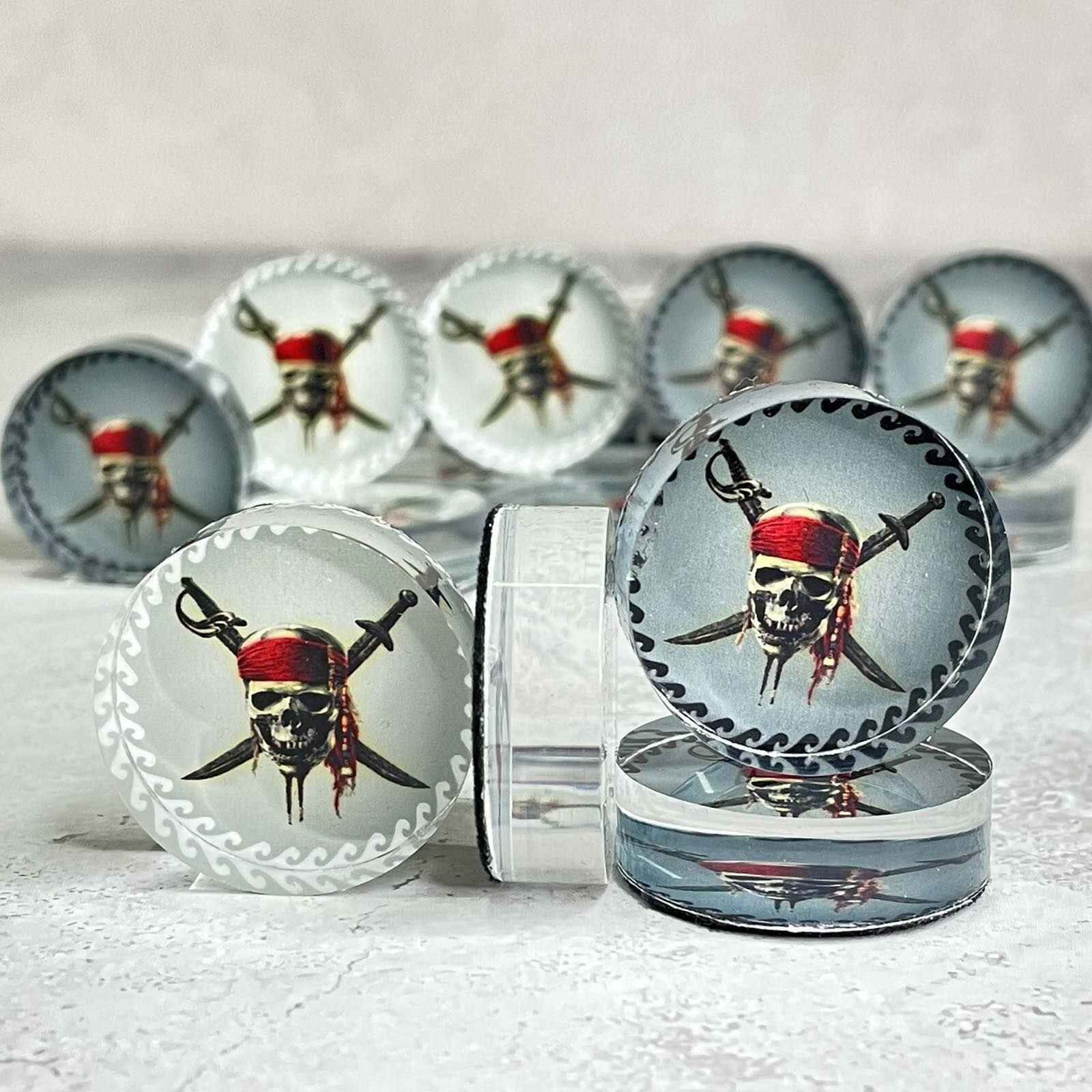 Фишки для нард и шашек "Пираты Карибского Моря", 30 шт, 27 мм, орг. стекло