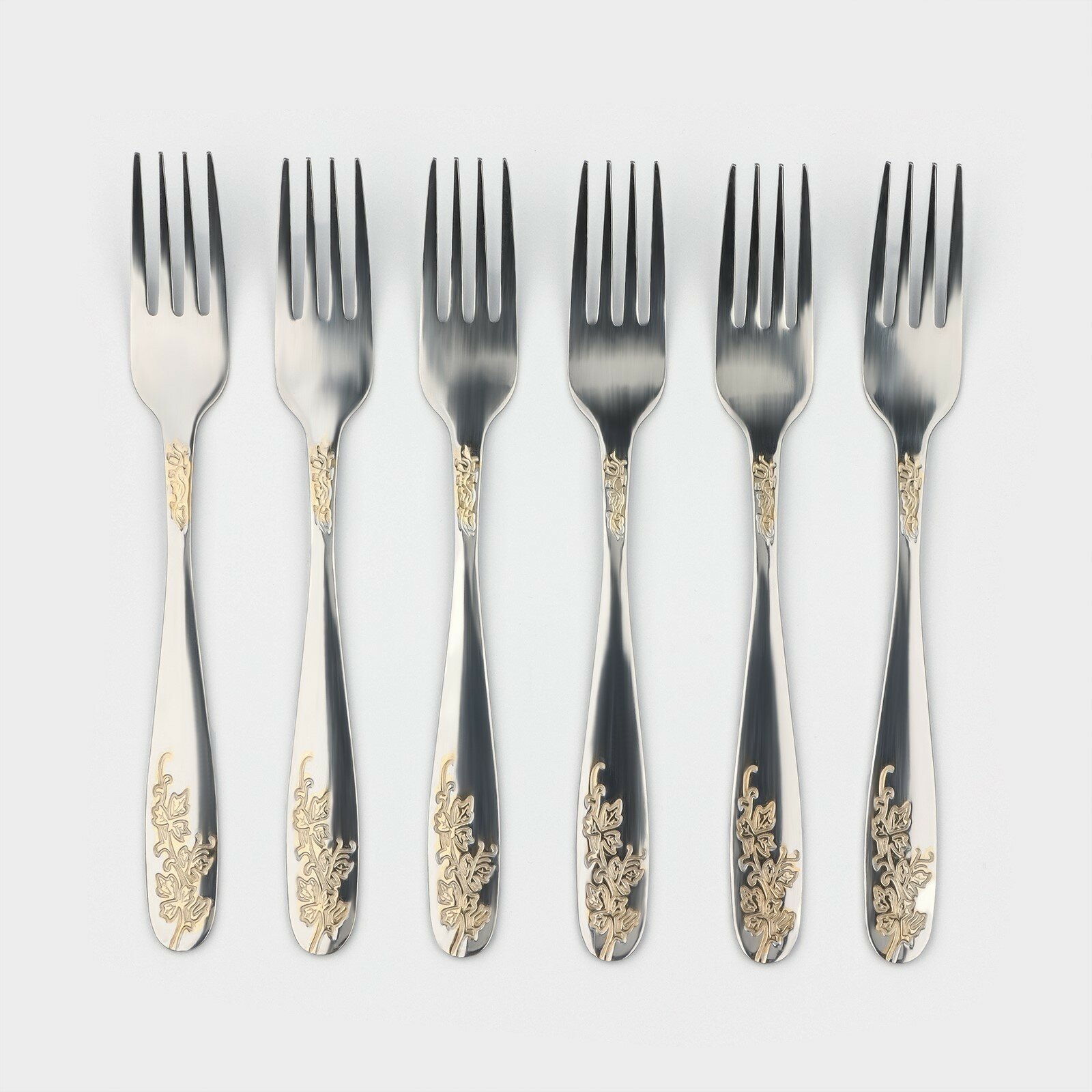 Набор вилок столовых Доляна «Букет», h=20,5 см, 6 шт, цвет серебряный, 4111876