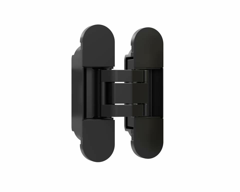 Петля скрытая ELEMENTIS, универсальная, 3D, 120x30 мм, 50 кг, цамак, черная матовая, 2 шт