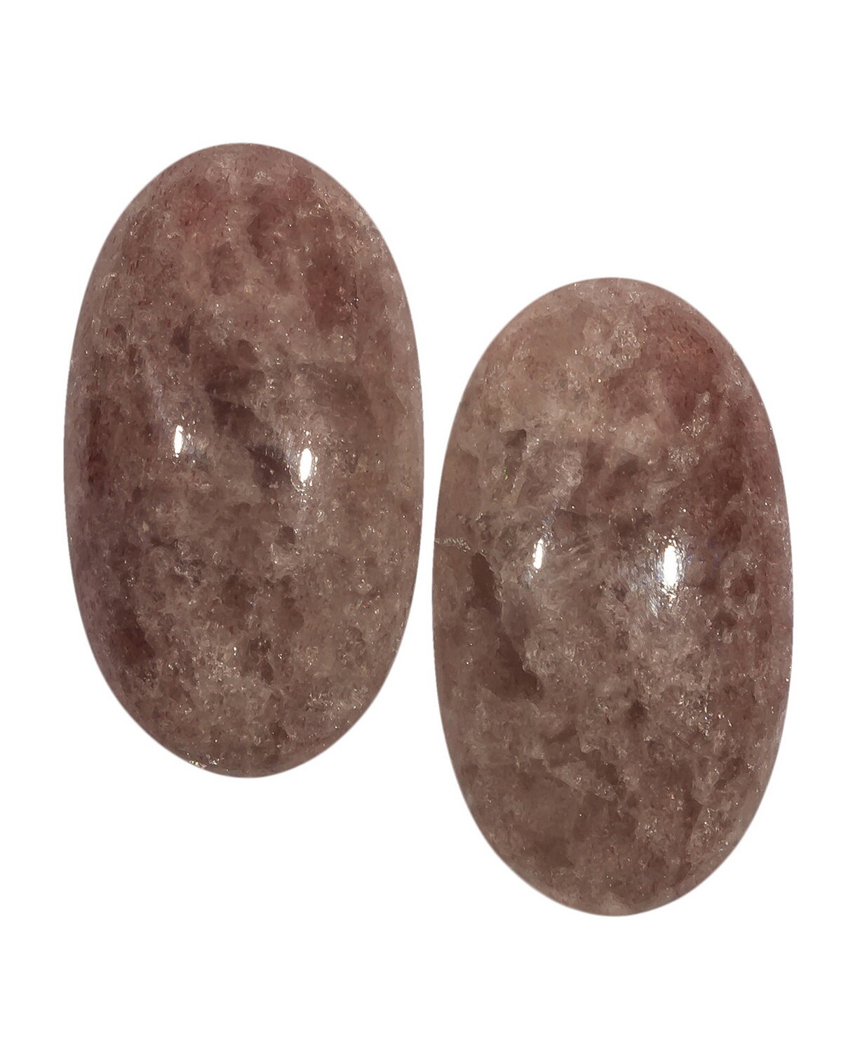 Кабошон земляничный кварц (пара) 36х20х6 мм. На задней поверхности одного кабошона небольшой скол.