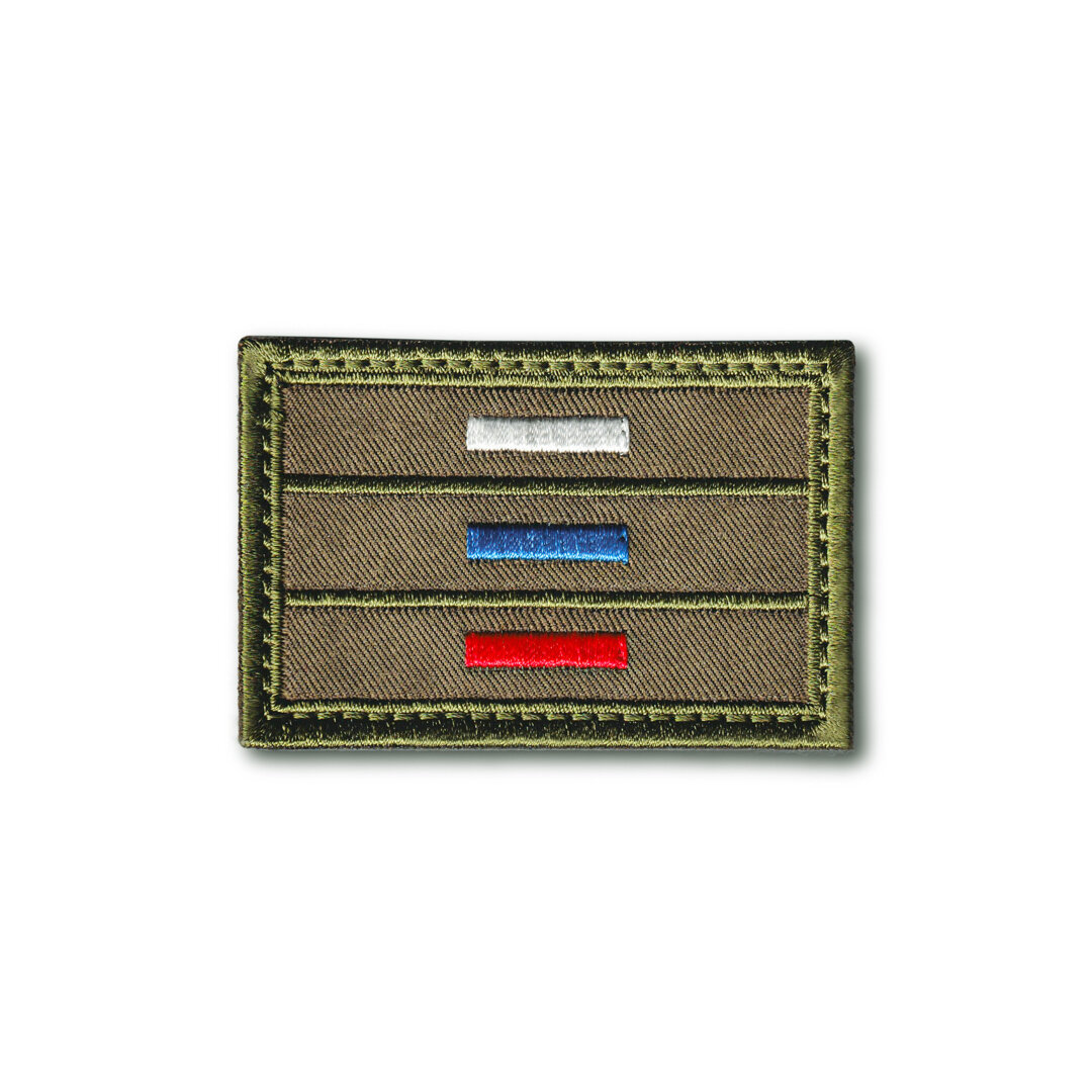 Нашивка ( Шеврон ) На Рукав Флаг России ( Триколор ) Полевой С Узкими Полосами 60х40 мм Оливковая (Полевой оливковый / На липучке)