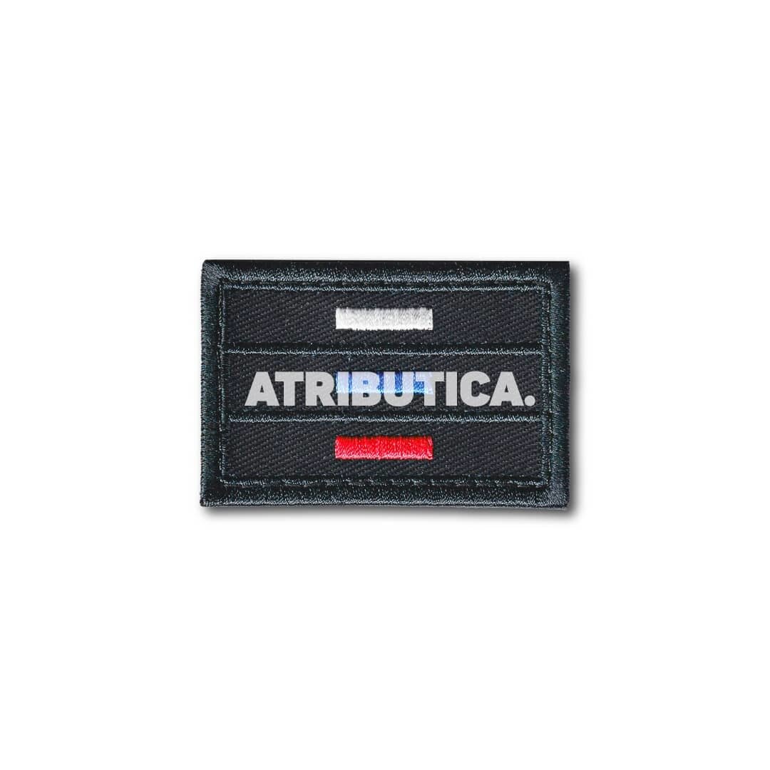 Нашивка ( Шеврон ) Флаг России ( Триколор ) С Узкими Полосами 60х40 мм Черная (Черный / На липучке)