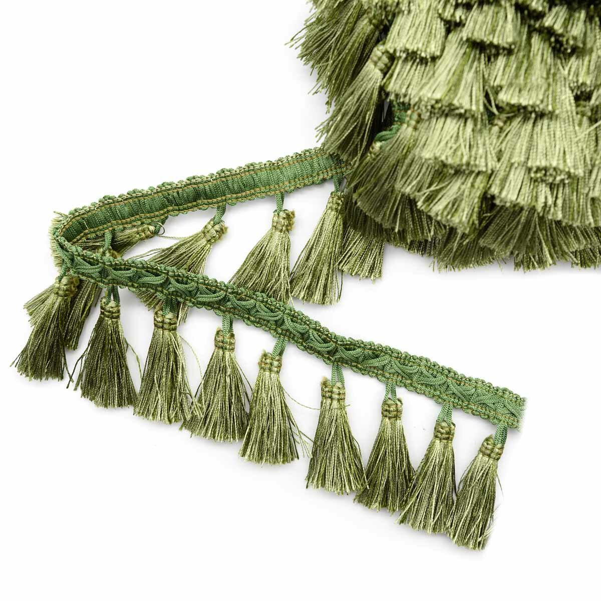 Бахрома для штор с кисточками, 6 см*10 м, для текстиля и шитья, фисташковая, Айрис