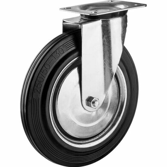 Колесо Зубр Профессионал 30936-250 d=250 мм, г/п 210 кг, резина/металл, игольчатый подшипник