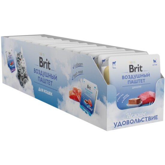Корм влажный Brit PREMIUM Воздушный паштет для котят Телятина 14шт x 100г