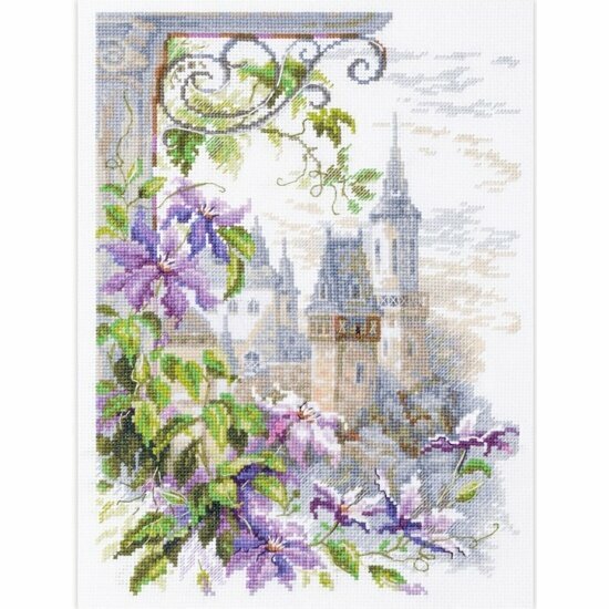 Набор для вышивания Чудесная Игла 110-064 Нежные клематисы 20х26 см