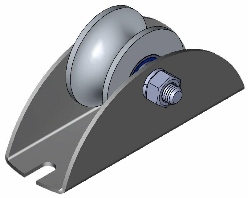 Ролик для откатных ворот металлический, d.65 мм, под трубу d. 3/4" (d 25мм) на платформе нижний 1 шт