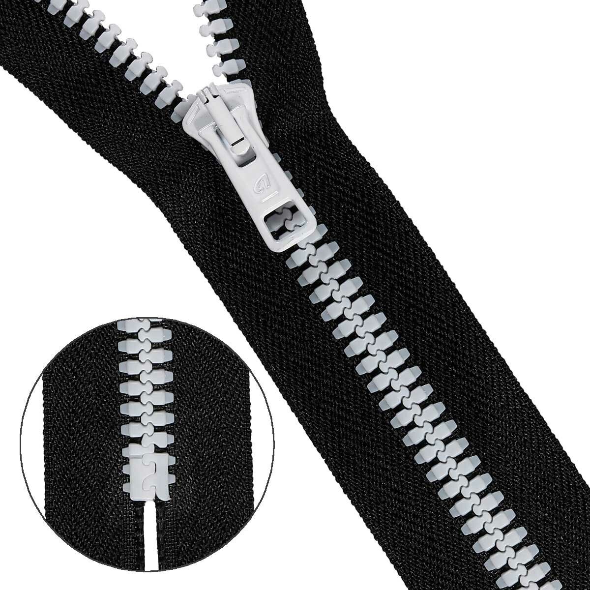 Молния неразъемная 18 см тракторная, 10 шт, Т6, двухцветная (2075) BICOLOR ARTA (077 черный, 001 белый)