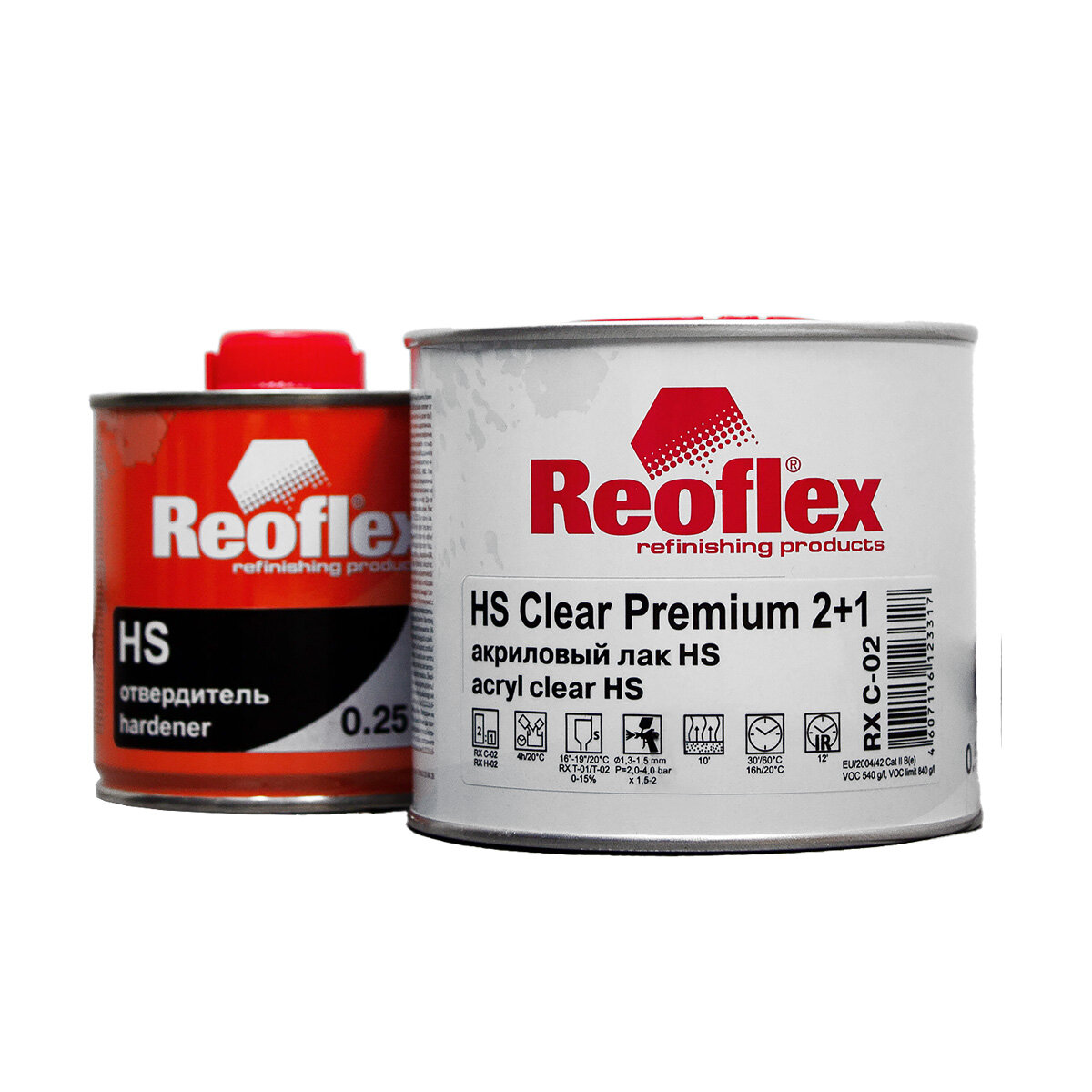 Лак HS 2+1 Premium c отвердителем REOFLEX (0.5л+0.25л)