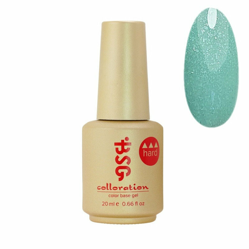 BSG Цветная жесткая база Colloration Hard №14 - Нежный оттенок бирюзы с мерцающим шиммером (20 мл)