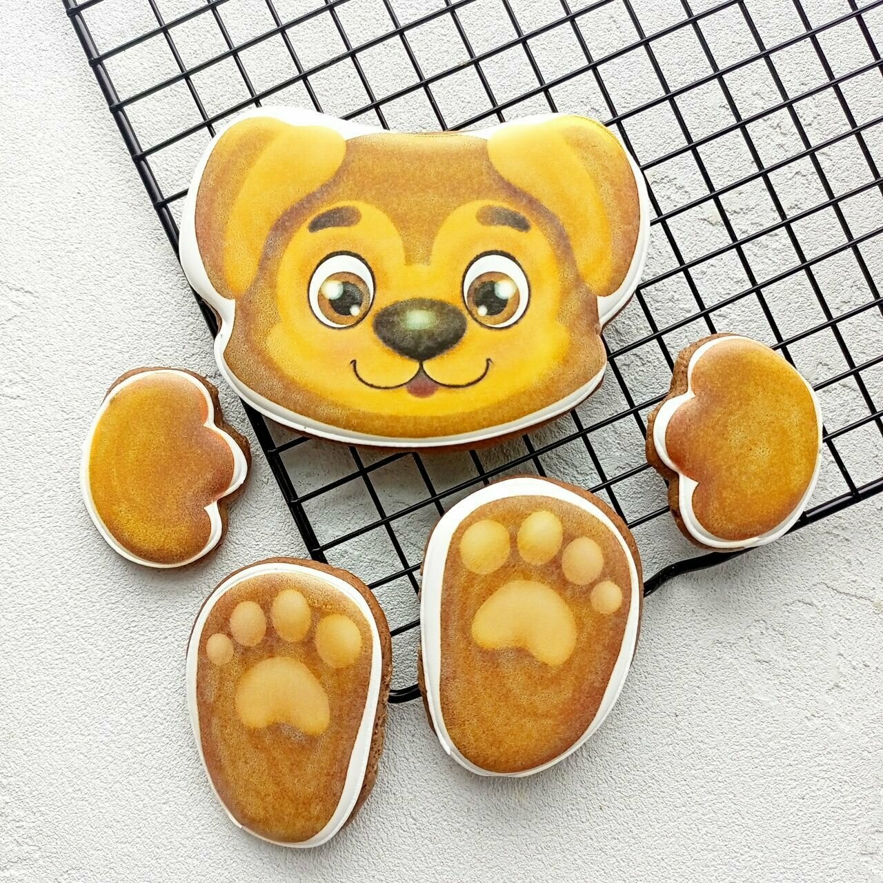 Набор имбирных пряников "Собака", топперы на торт