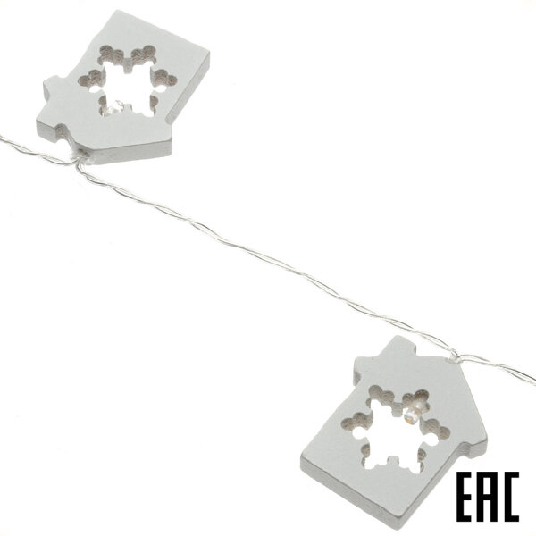 Светодиодная гирлянда "Деревянные домики" Navigator 1,65м 10LED теплый белый свет IP20 80718 NGF-D013-10WW 2AA (2 шт. в комплекте)