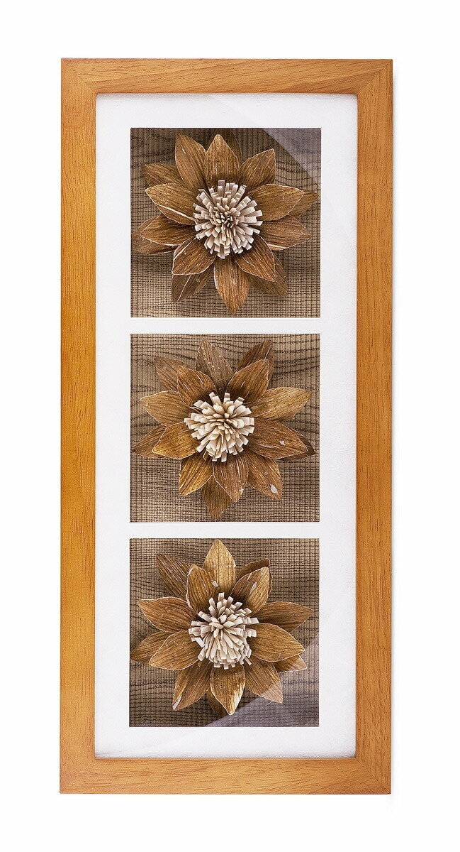 Панно настенное цветы из сухоцветов в деревянной рамке со стеклом