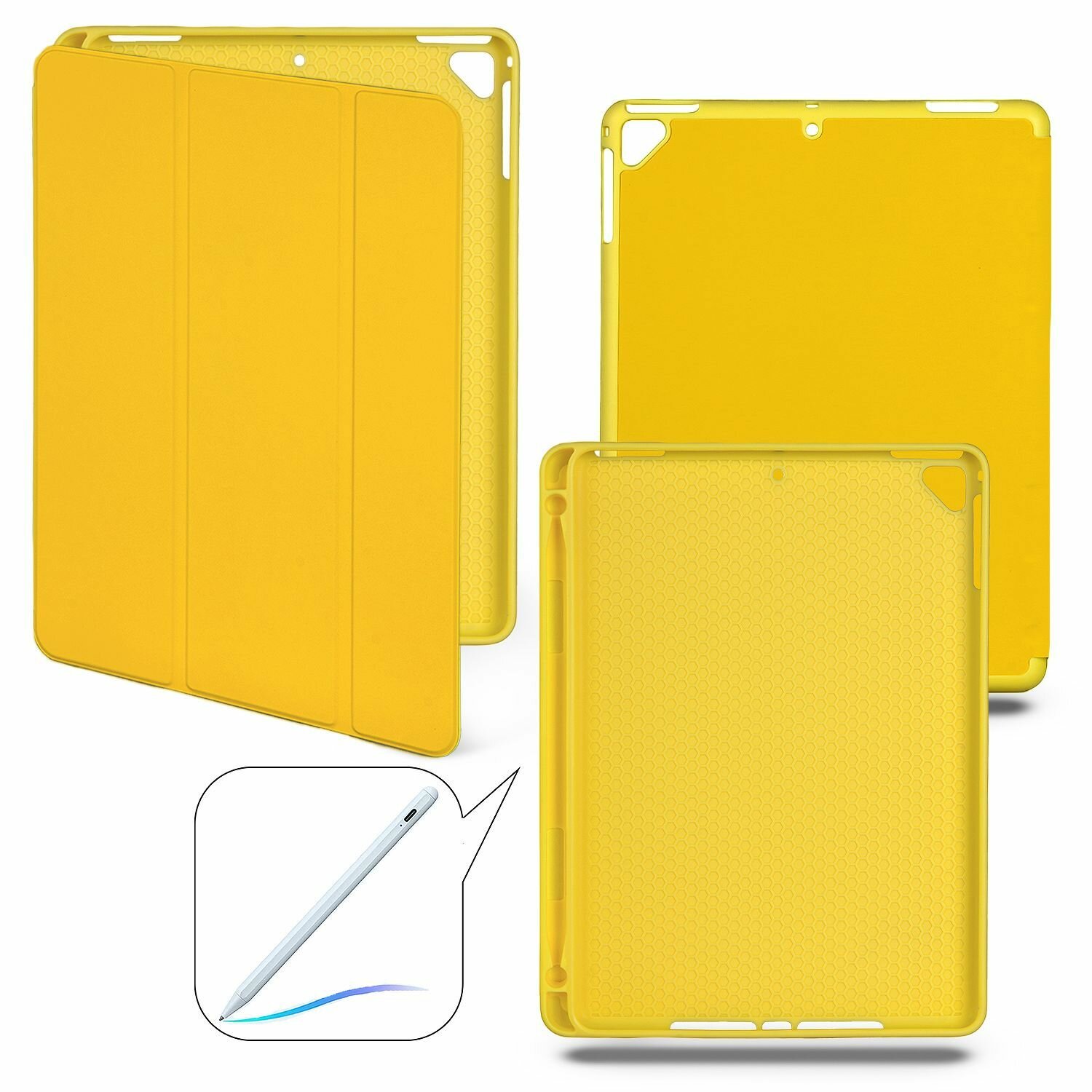 Чехол-книжка для iPad 5/6/Air/Air 2 с отделением для стилуса, желтый