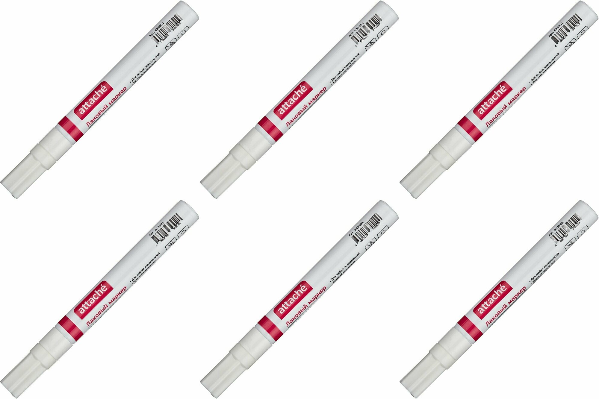 Attache Маркер лаковый белый, 4 мм, 6 шт