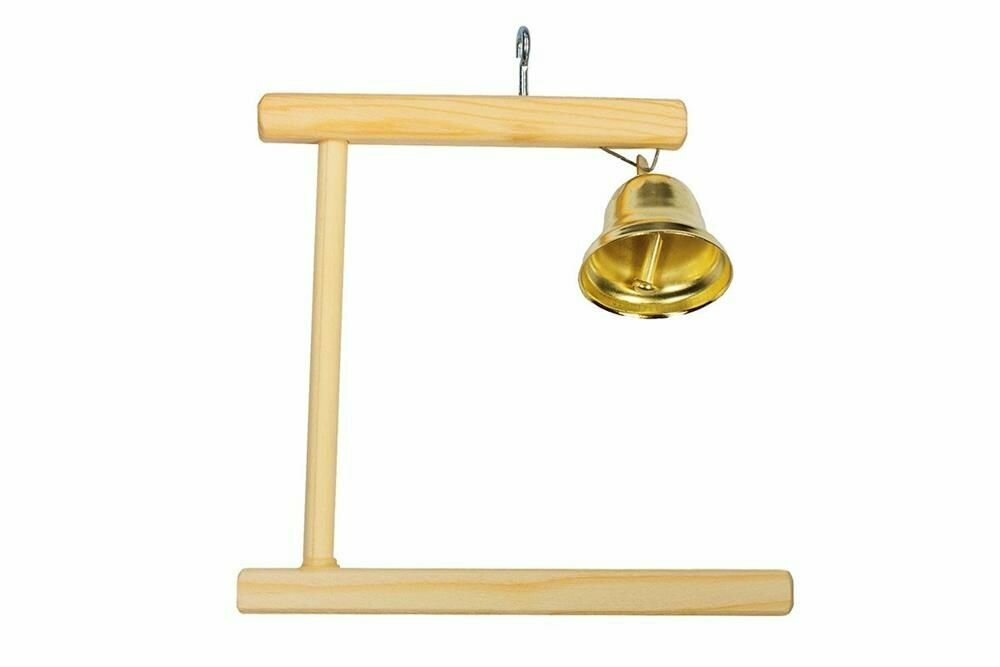 HOMEPET качели для попугая деревянные с колокольчиком 12 см х 0,8 см х 11 см