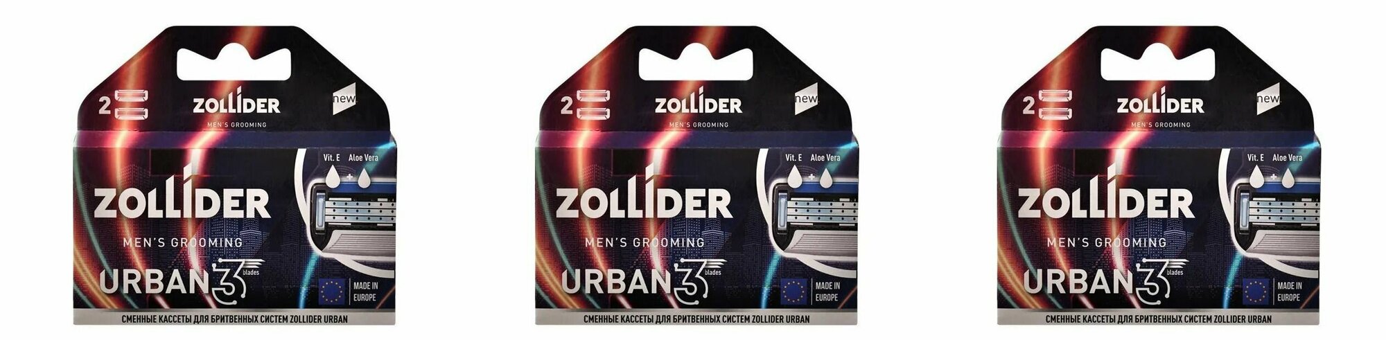 Zollider Сменные кассеты Urban, 3 лезвия, 2 шт, 3 уп