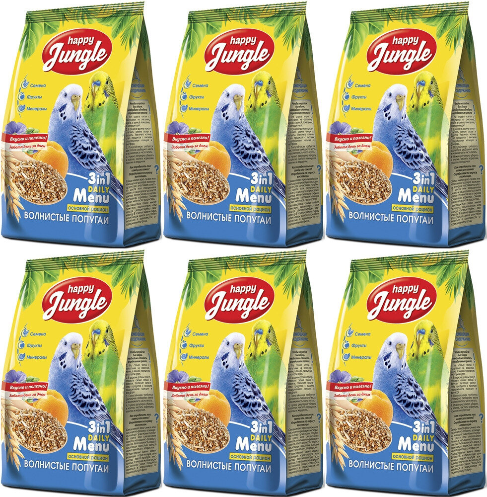 Happy Jungle Корм для волнистых попугаев J102 500г, 6 шт.