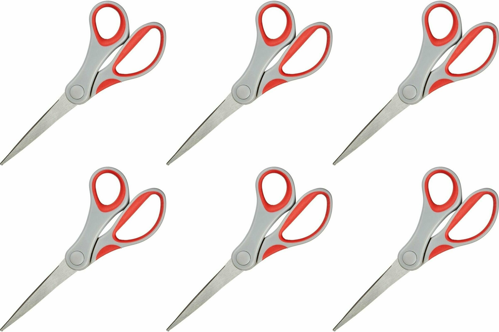 Attache Ножницы С пластиковыми прорезиненными ручками, 180 мм, 6 шт