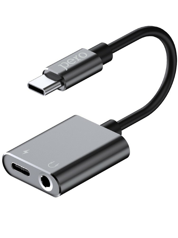 Адаптер PERO AD10 USB Type-C - USB Type-C/mini Jack 3.5 (Черный)