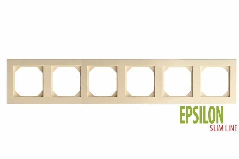 LIREGUS Рамка Шестиместная Бежевая SLIM (Универсальный Монтаж) LIREGUS EPSILON
