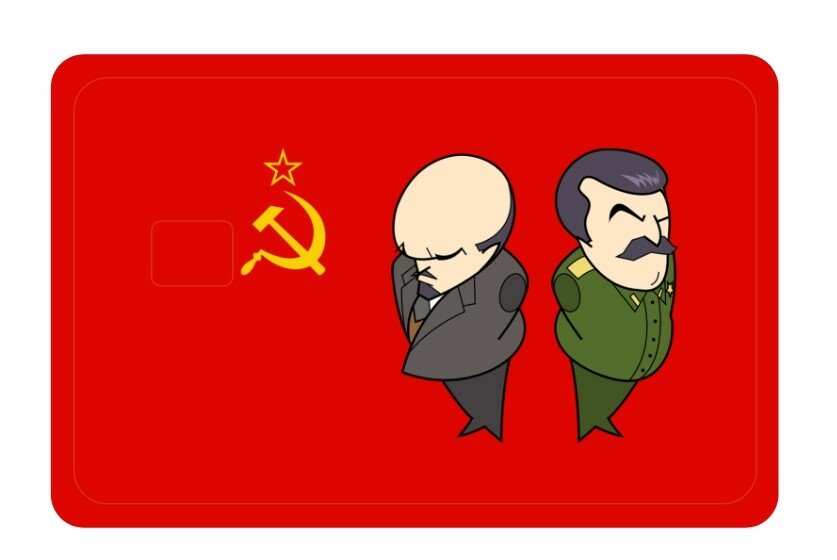 Наклейка на банковскую карту, стикер на карту, мемы, приколы, комиксы, стильная наклейка, Россия, СССР, Ленин, Сталин