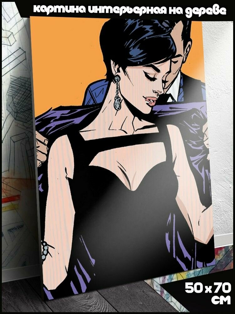 Картина интерьерная на дереве Парень и девушка - 1969, 50х70