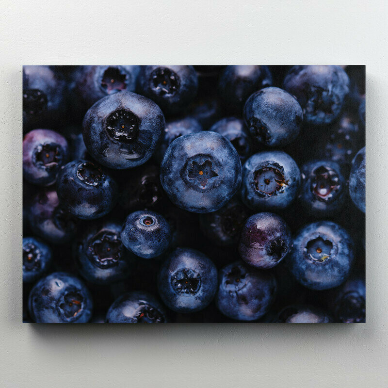 Интерьерная картина на холсте "Голубика" для кухни, кафе и ресторанов, размер 40x30 см