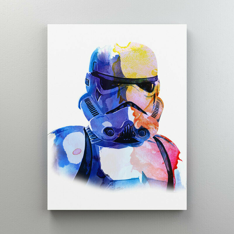 Интерьерная картина на холсте "Звездные войны штурмовик в акварели" размер 45x60 см